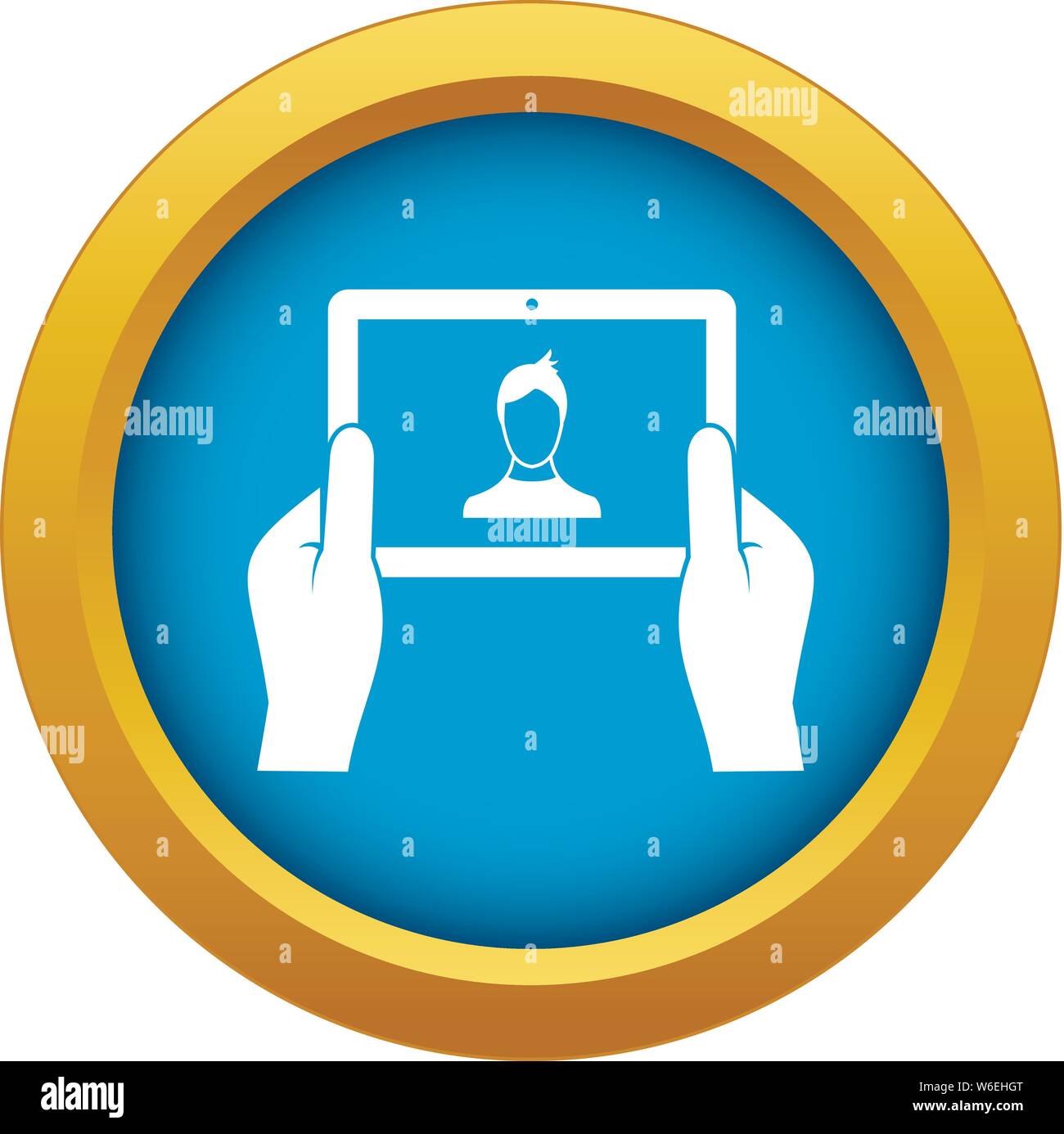 Hands holding tablet icon blue vector isolated Stock Vector Image & Art ...