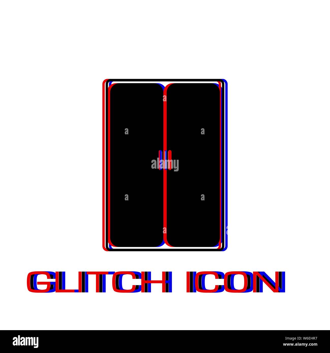 Wardrobe Or Cupboard Icon Flat Simple Pictogram Glitch Effect