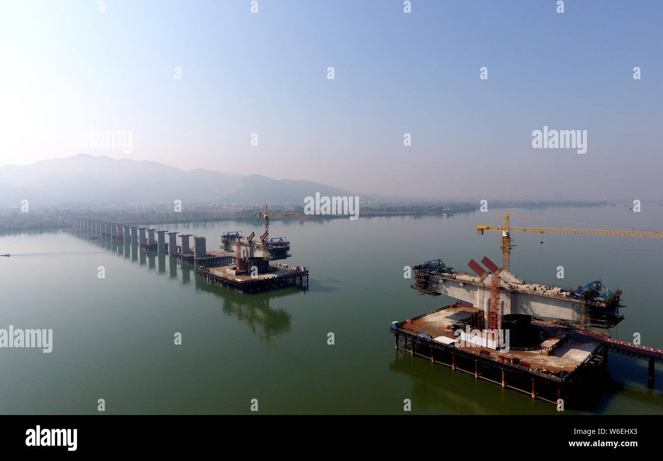 Aerial view of the construction site of the Jiangxi-Ji'an section for ...