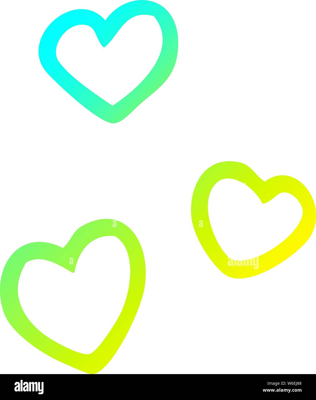 cold gradient line drawing of a cartoon love heart Stock Vector Image ...