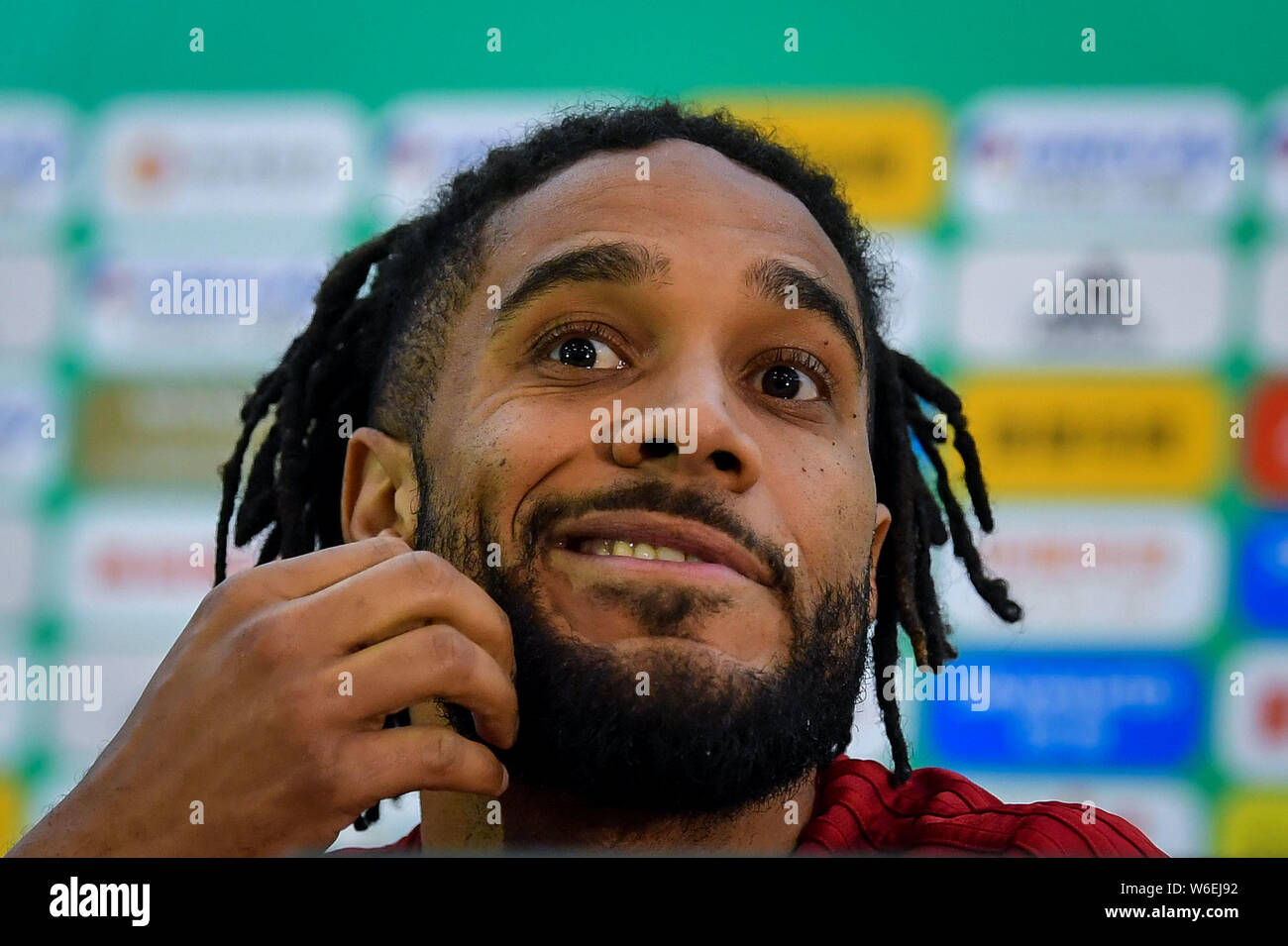 Ashley Williams of Wales national football team attends a press ...