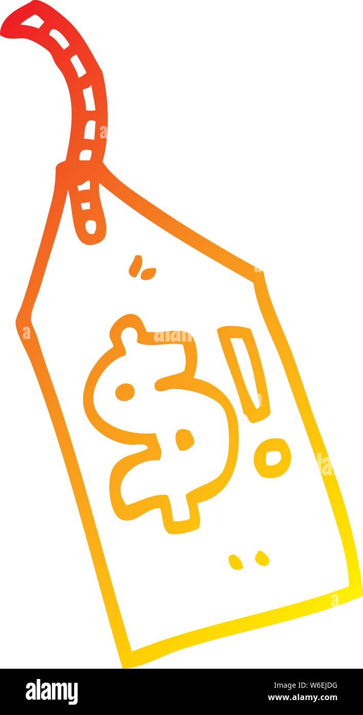 warm gradient line drawing of a cartoon price label Stock Vector Image ...