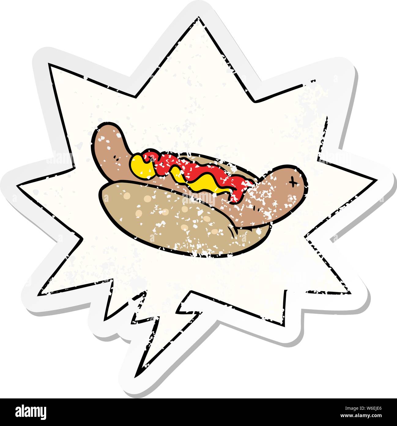 cartoon fresh tasty hot dog with speech bubble distressed distressed ...