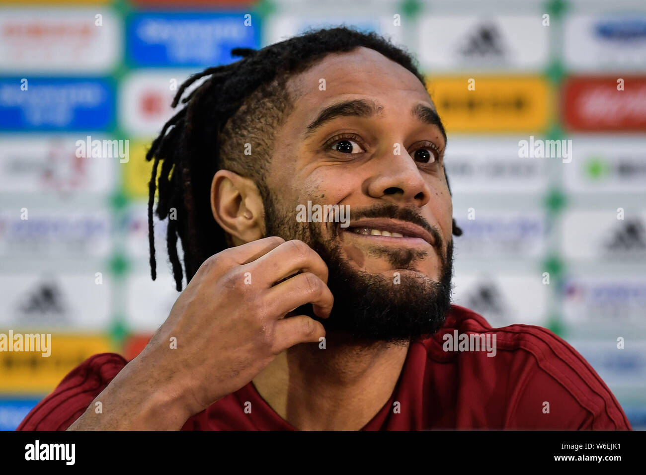 Ashley Williams of Wales national football team attends a press ...