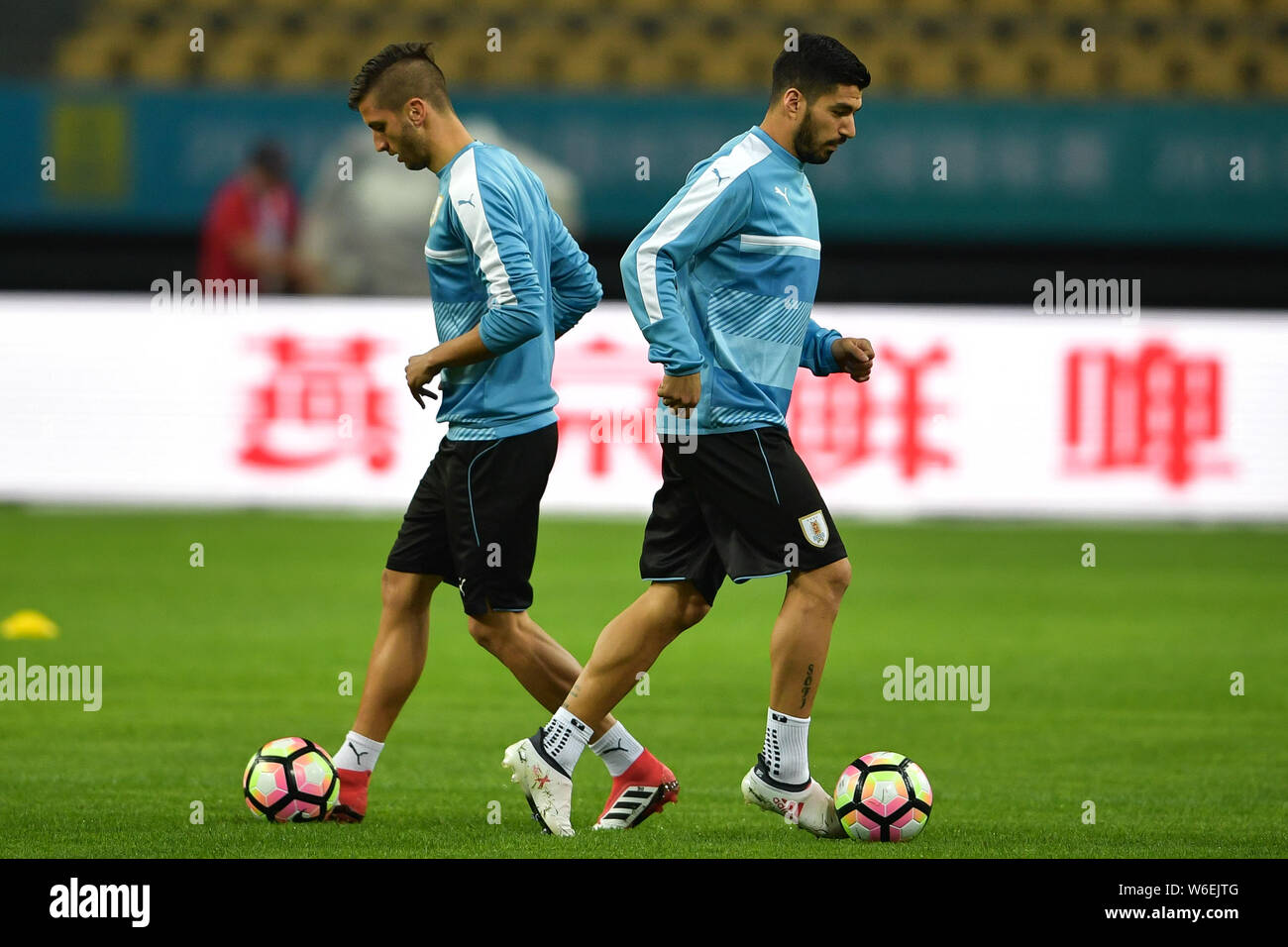 Luis Suarez of Uruguay national football team takes part in a training ...