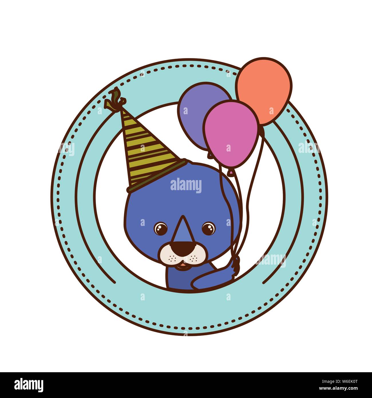 birthday card and seal with hat party Stock Vector Image & Art - Alamy