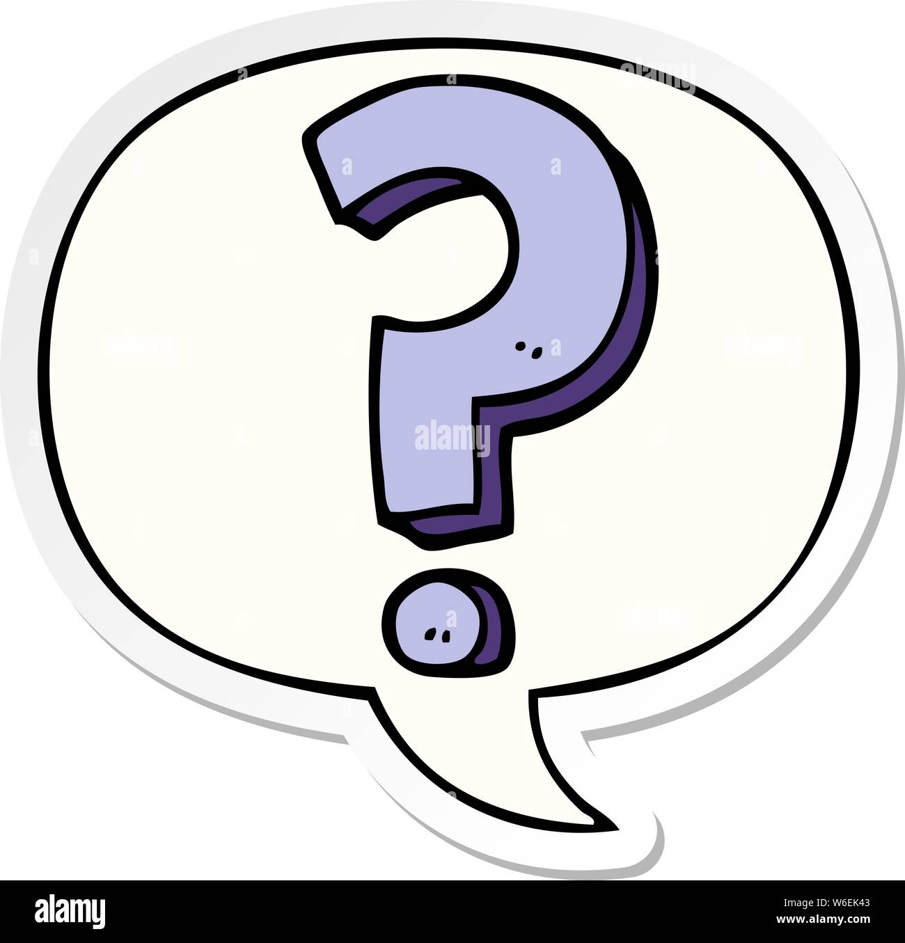 cartoon question mark with speech bubble sticker Stock Vector Image ...