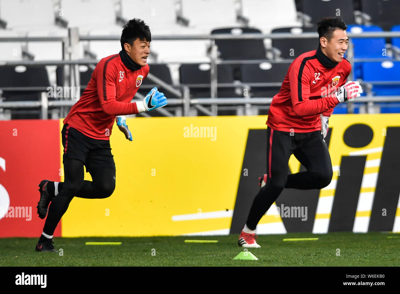 Players of China's Shanghai SIPG FC take part in a training session ...