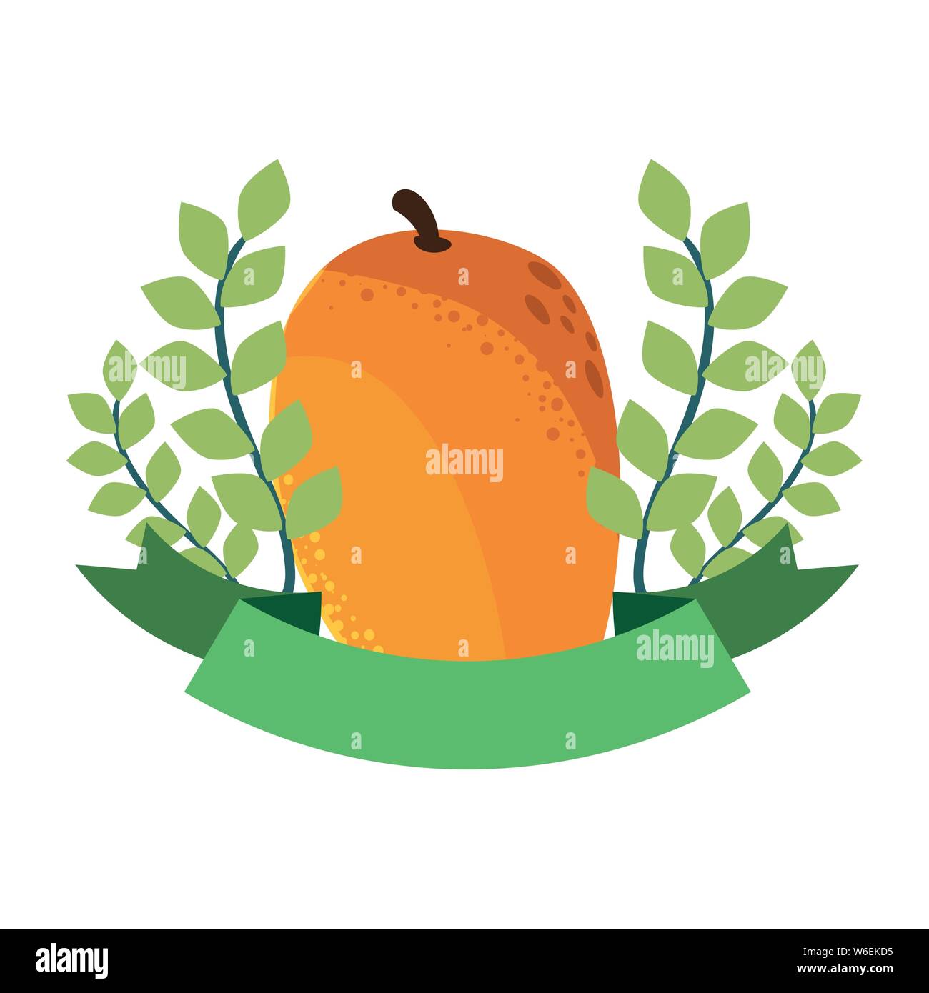 mango fresh fruit leaves stamp vector illustration Stock Vector Image ...