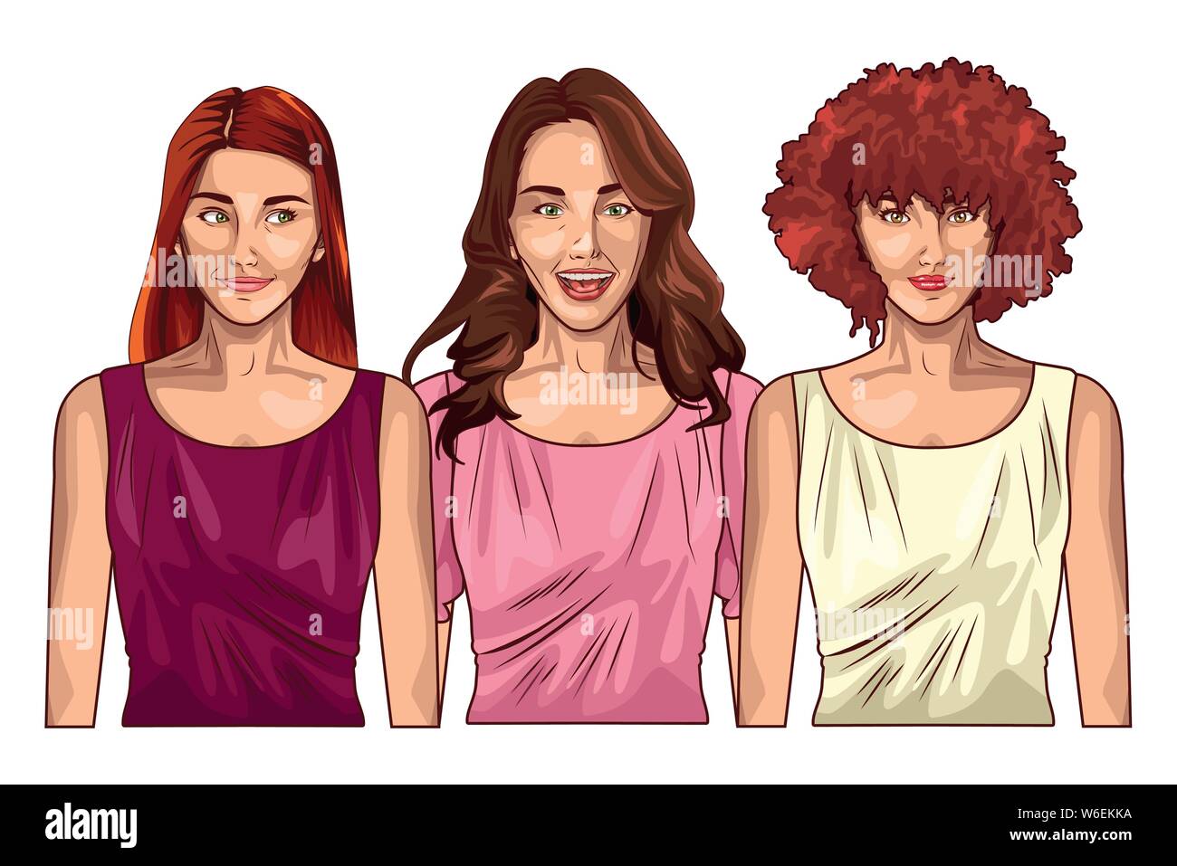 Pop art beautiful women smiling cartoon Stock Vector Image & Art - Alamy