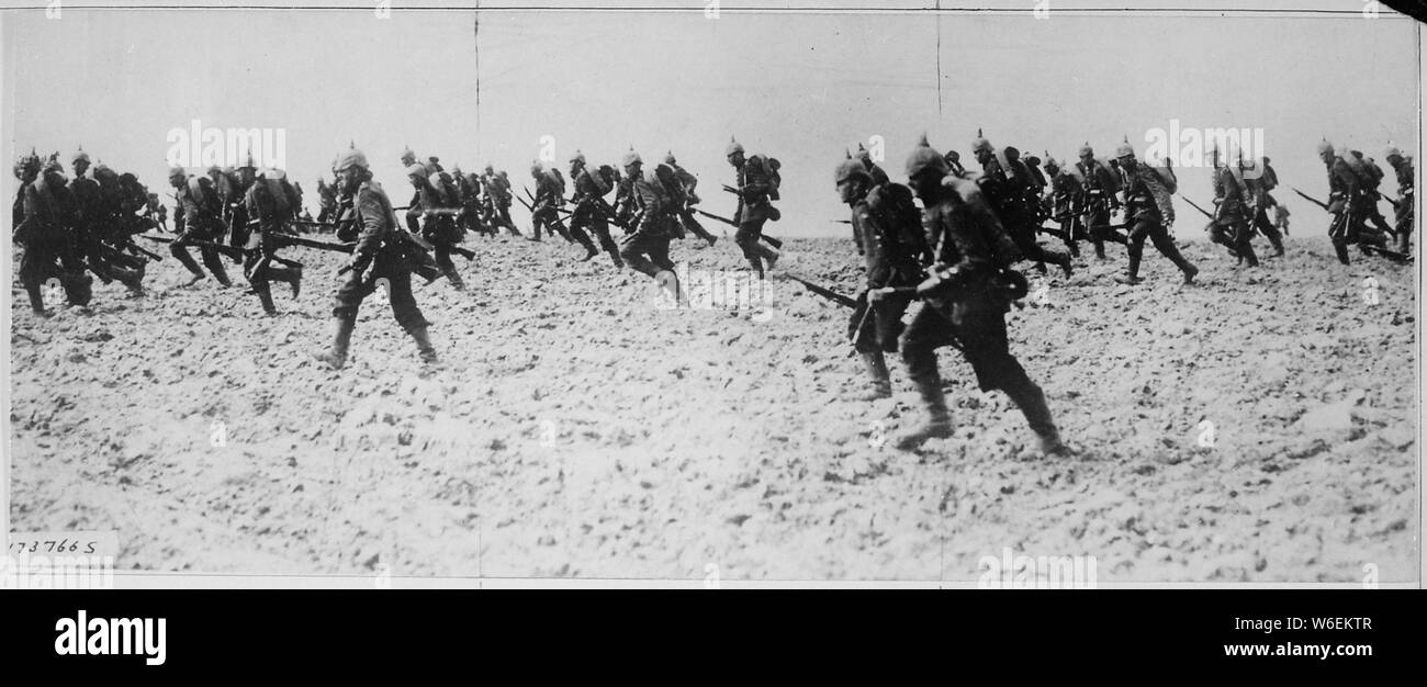 A French assault on German positions. Champagne, France., 1917; General ...