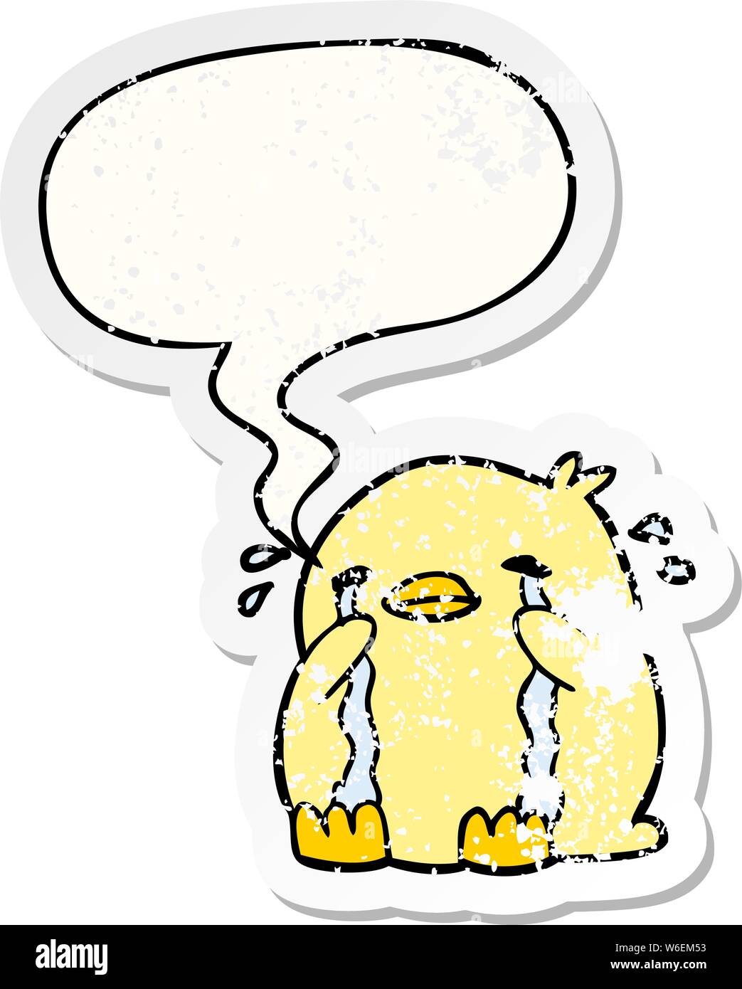 cartoon crying bird with speech bubble distressed distressed old ...
