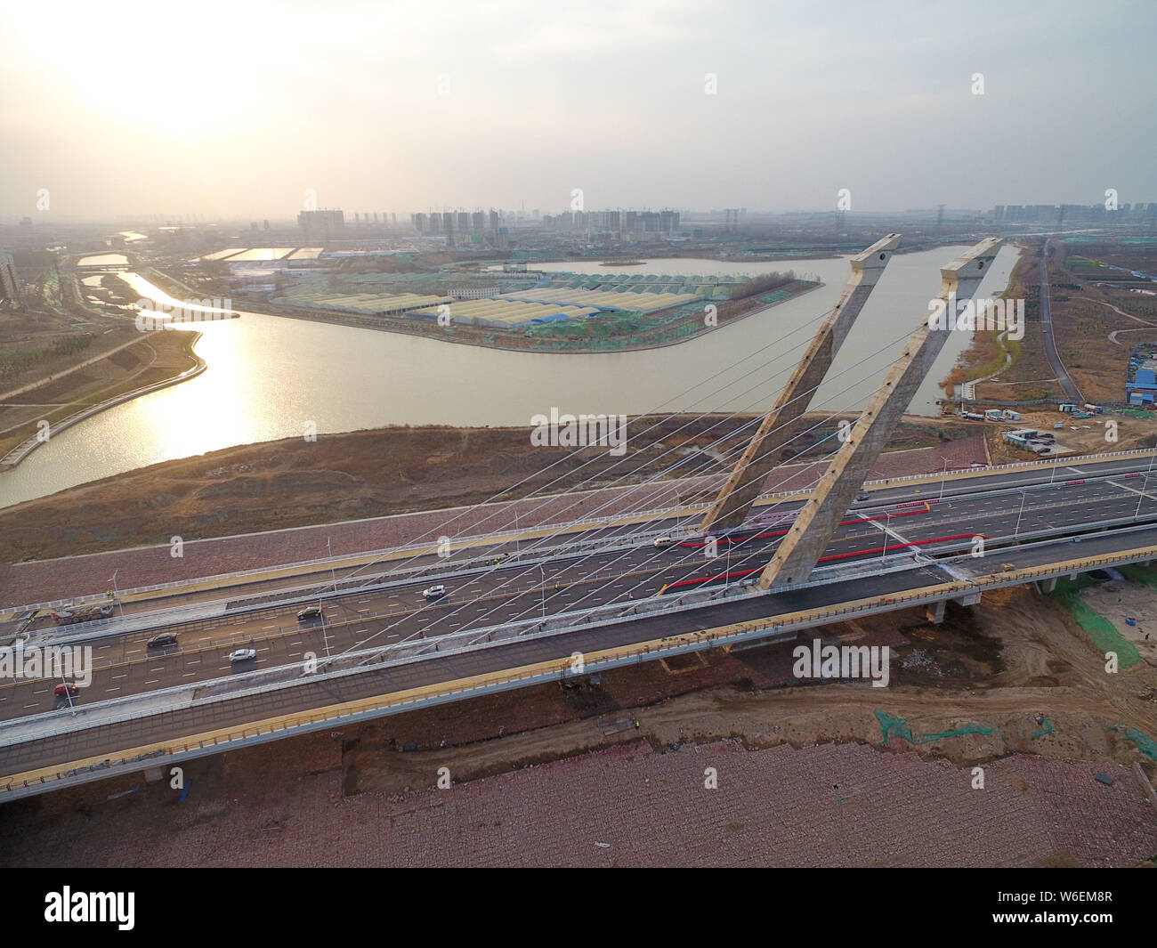 Aerial view of the Jialu River Bridge of Zhengzhou, Asia's widest ...
