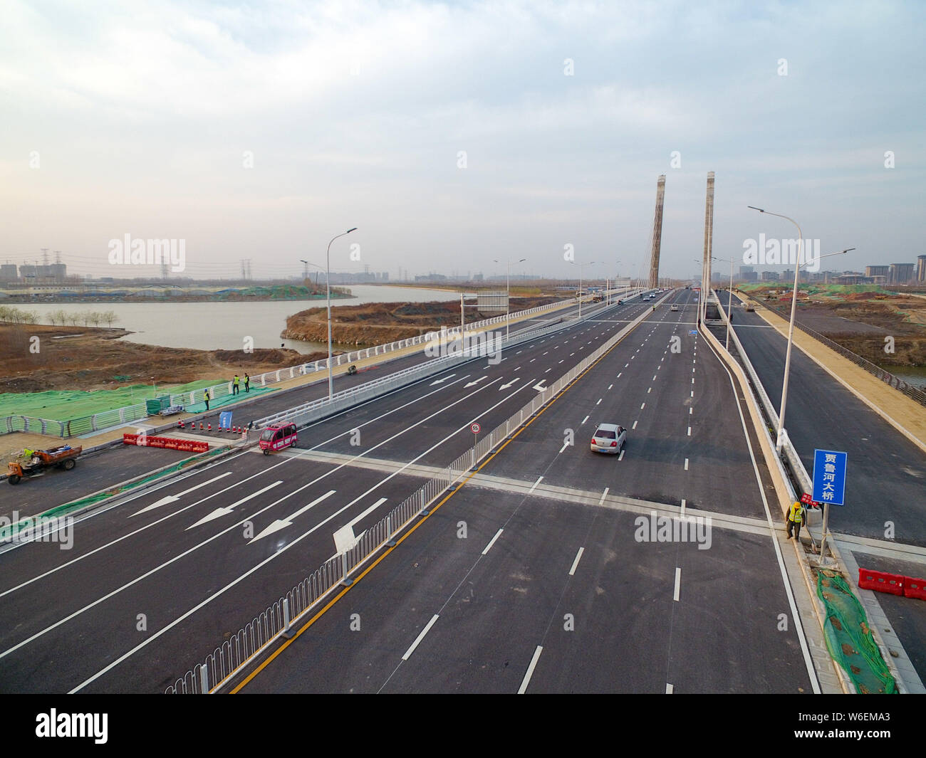 Aerial view of the Jialu River Bridge of Zhengzhou, Asia's widest ...