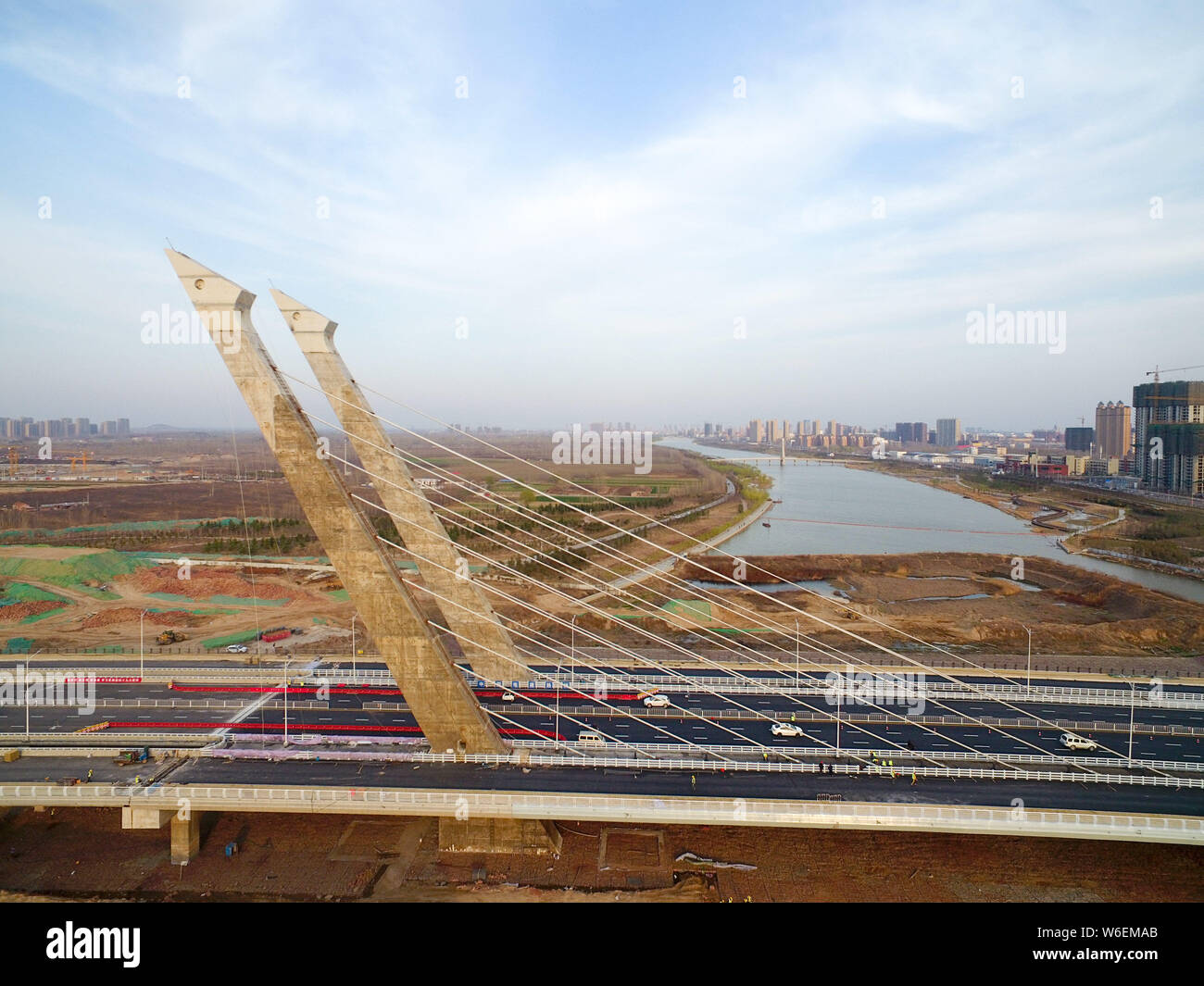 Aerial view of the Jialu River Bridge of Zhengzhou, Asia's widest ...