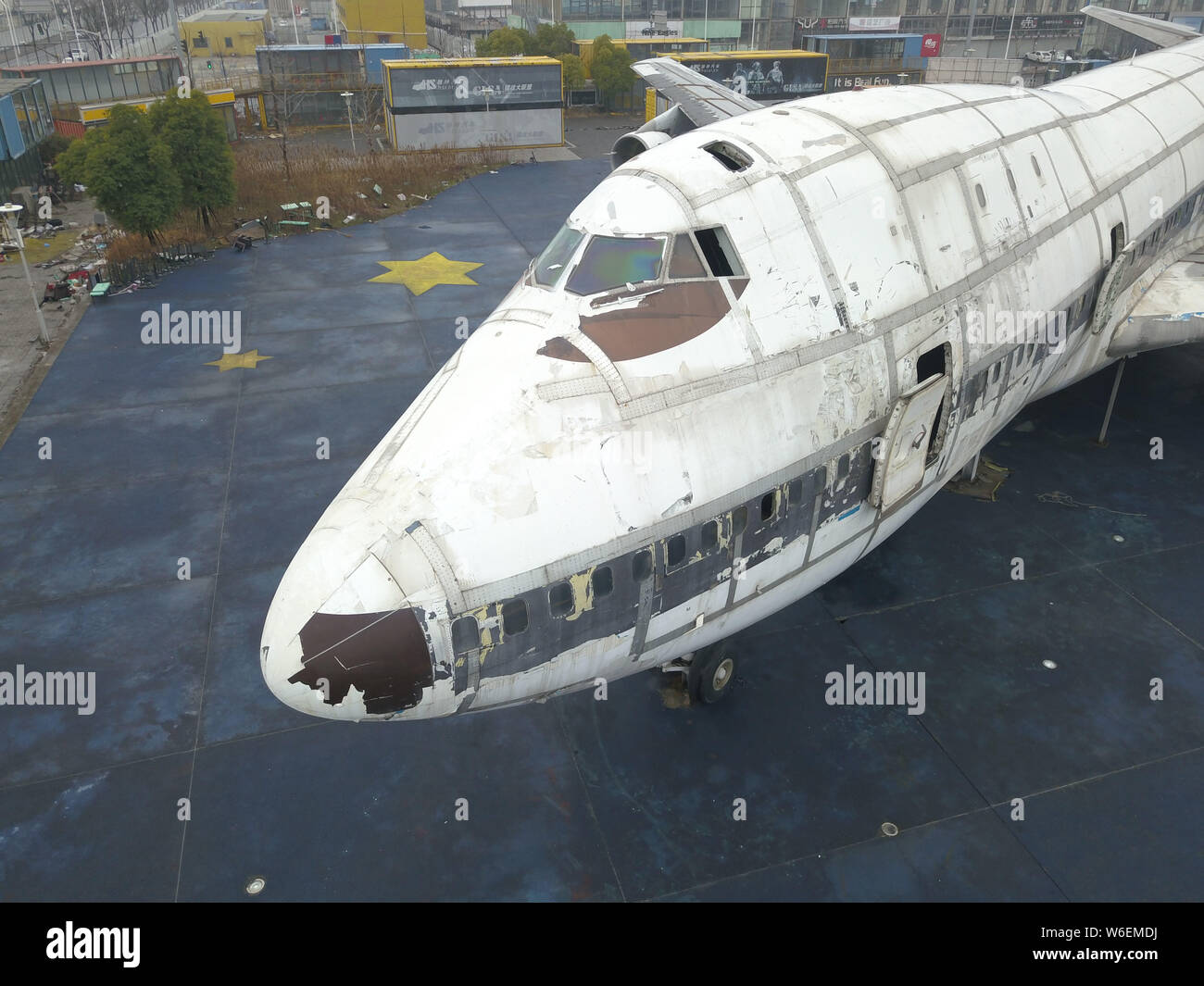 A Jumbo Jet Boeing 747 is pictured at the Aviator Theme Park in ...
