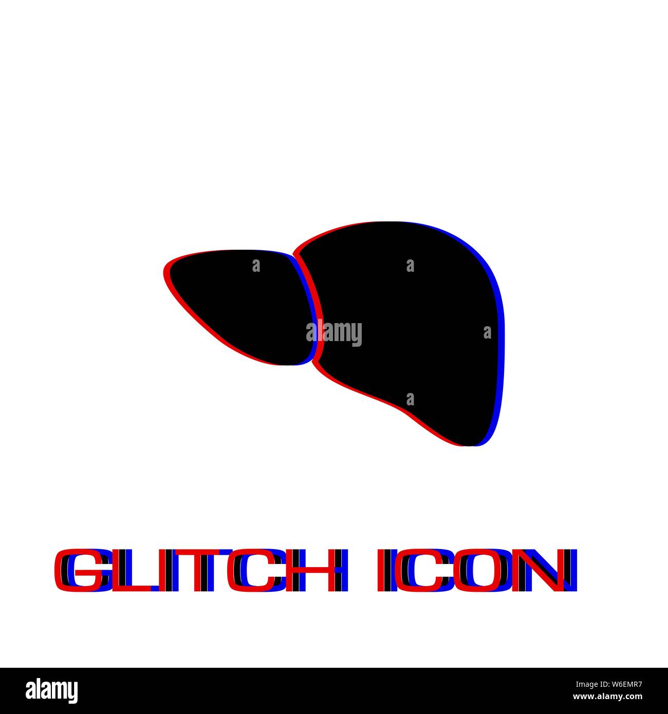 Liver icon flat. Simple pictogram - Glitch effect. Vector illustration ...