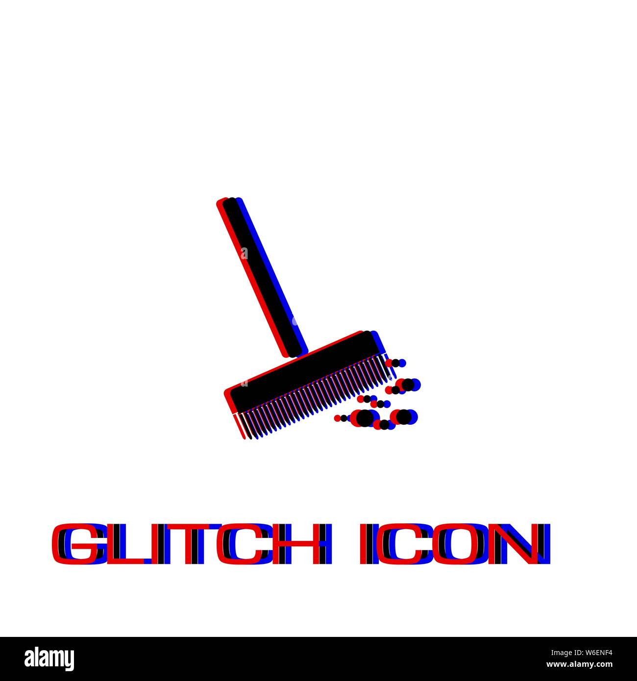 Mop bucket icon flat. Simple pictogram - Glitch effect. Vector ...