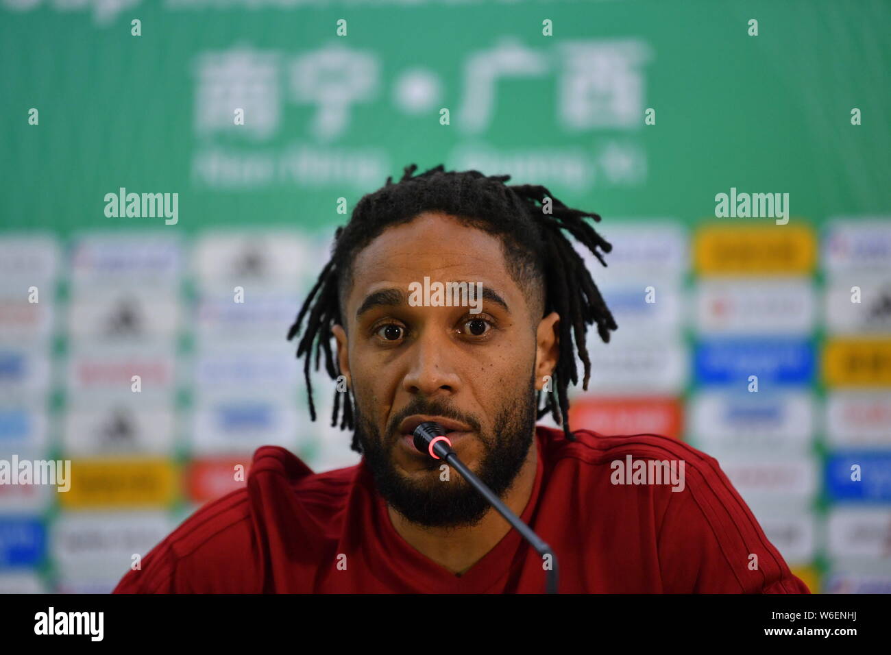 Ashley Williams of Wales national football team attends a press ...