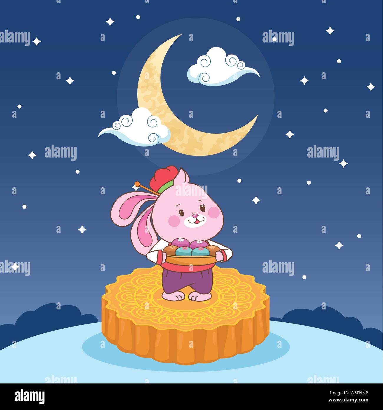 mid autumn chinese festival cartoon Stock Vector Image & Art - Alamy
