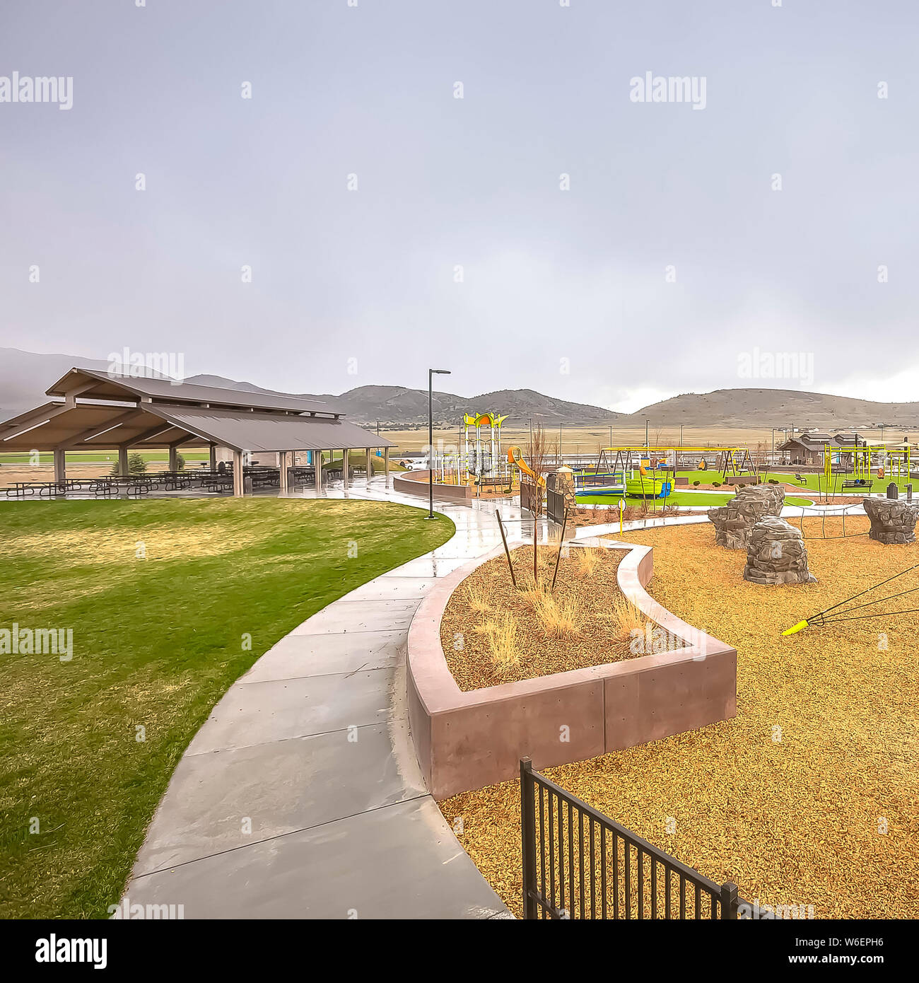 Square Fun park with playground climbing wall climbing frames and ...