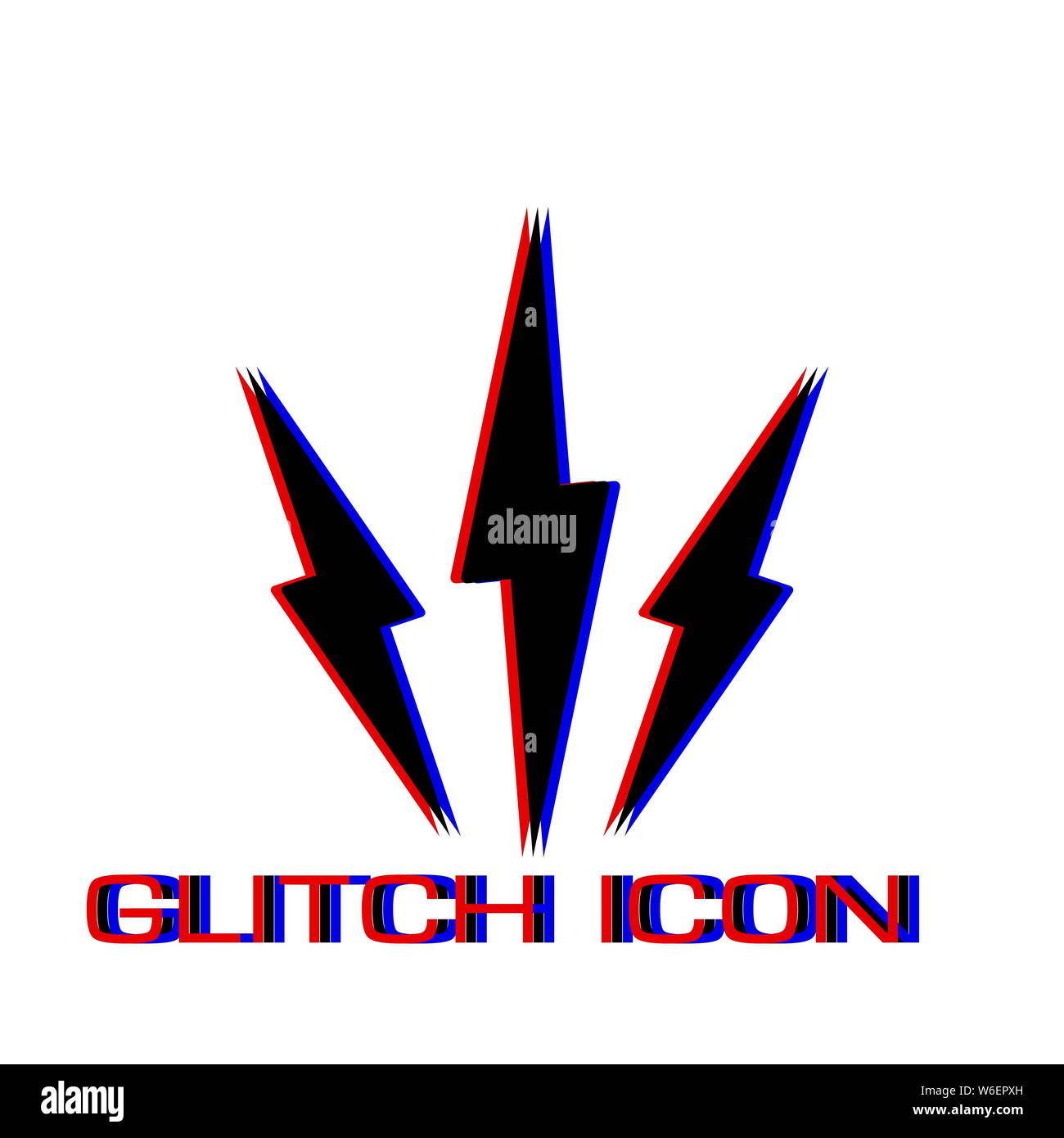Lightning icon flat. Simple pictogram - Glitch effect. Vector ...
