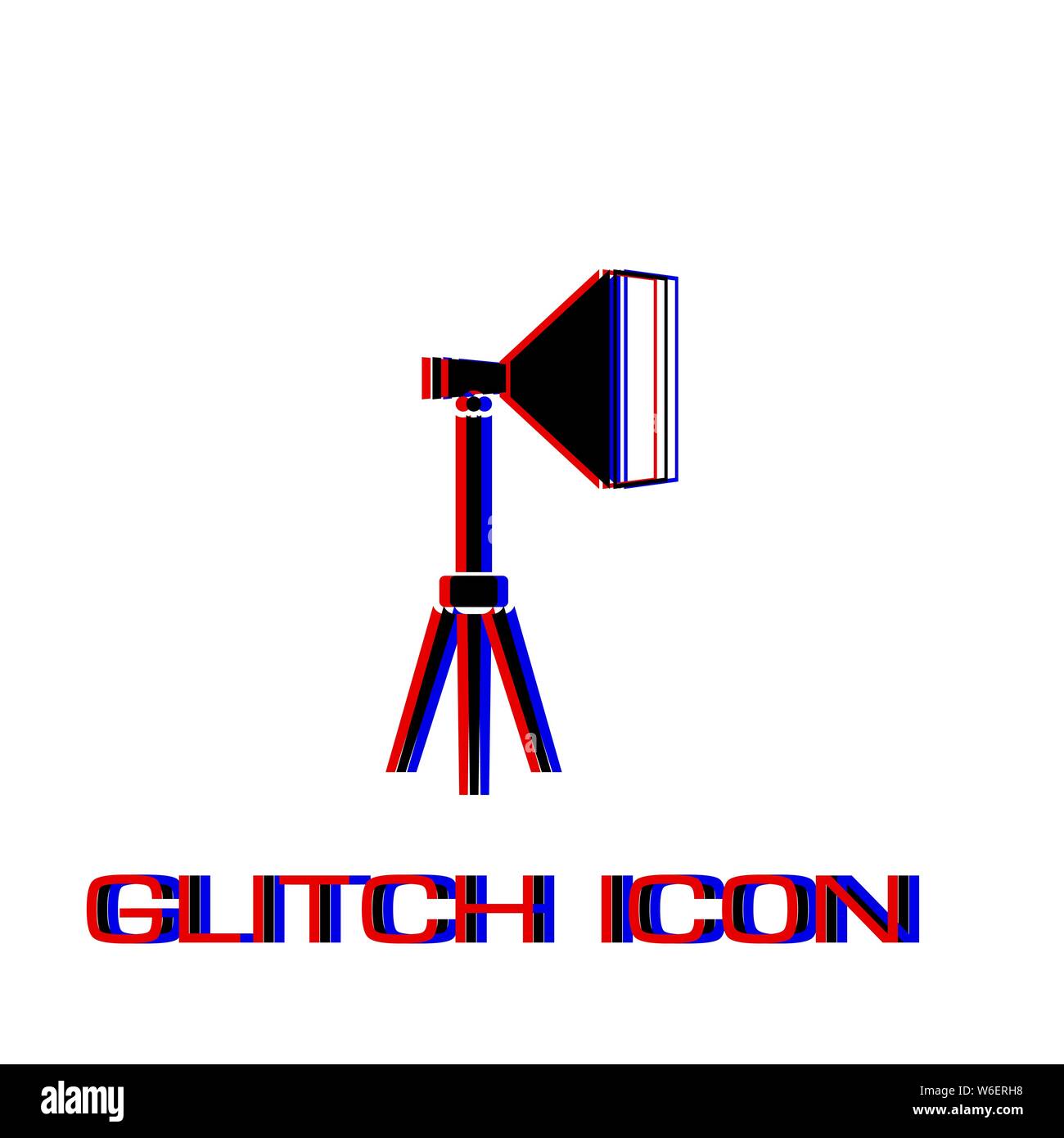 Studio lighting icon flat. Simple pictogram - Glitch effect. Vector ...