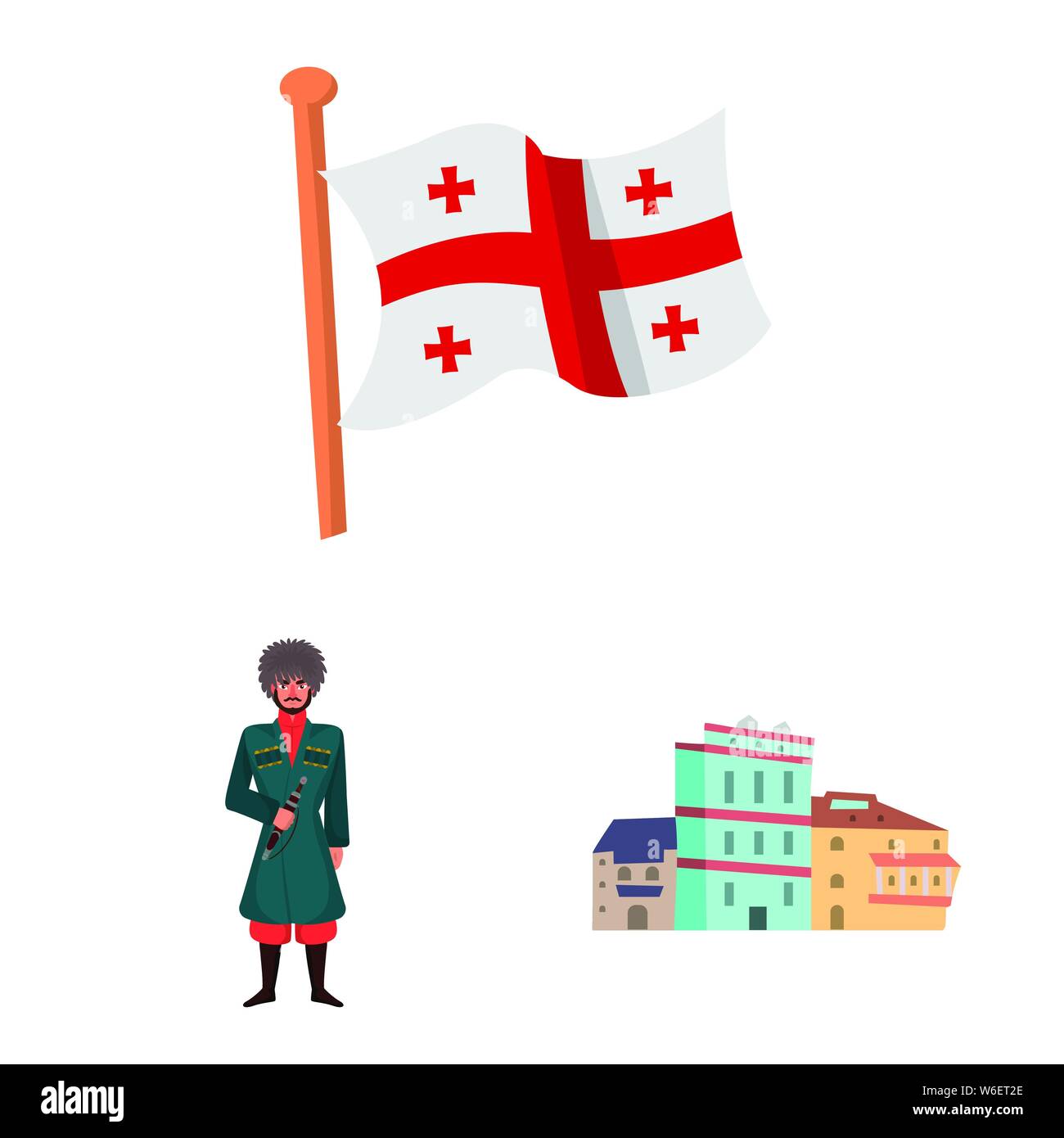Vector illustration of Caucasus and traditions sign. Set of Caucasus ...