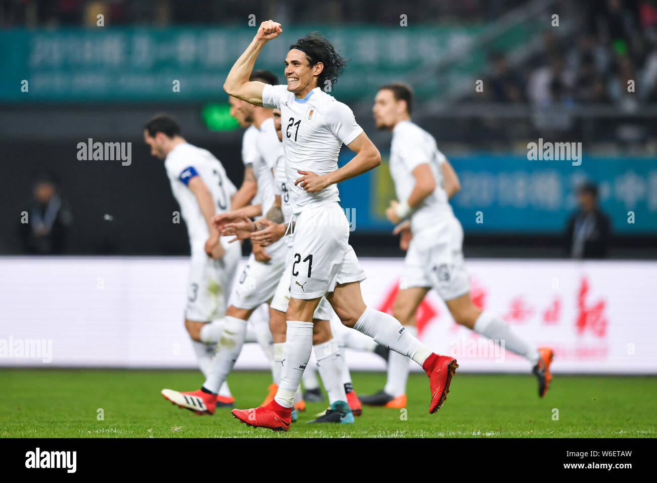 Edinson Cavani of Uruguay national football team poses to celebrate ...