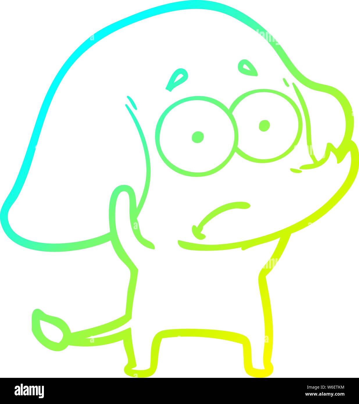 cold gradient line drawing of a cartoon unsure elephant Stock Vector ...