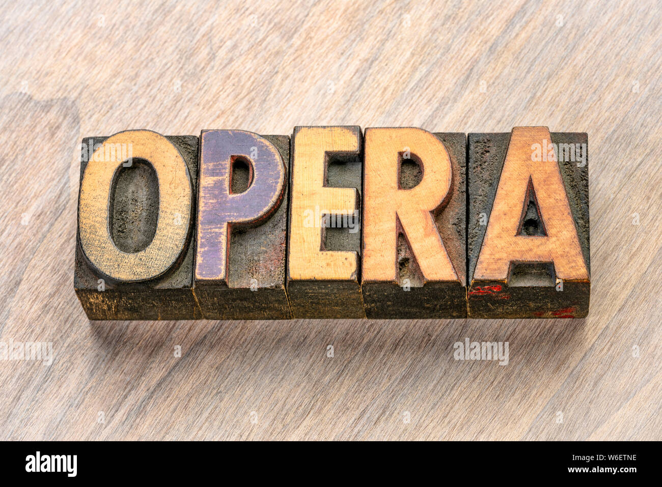 opera word abstract in vintage letterpress wood type Stock Photo - Alamy