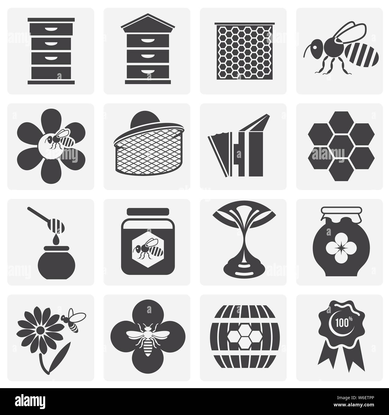Beekeeping related icons set on background for graphic and web design ...