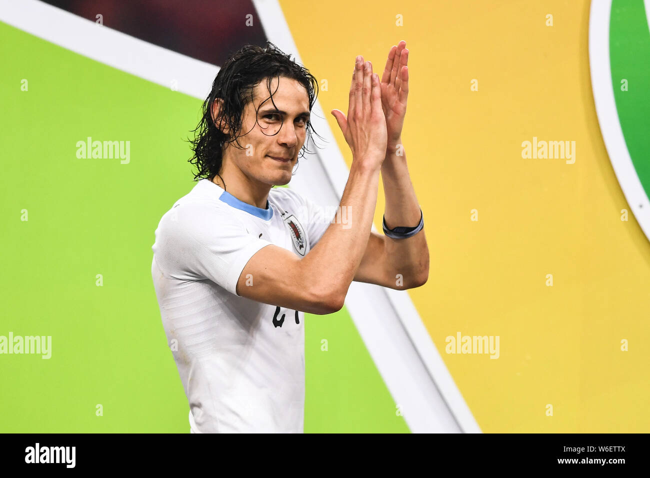 Edinson Cavani of Uruguay national football team poses to celebrate ...