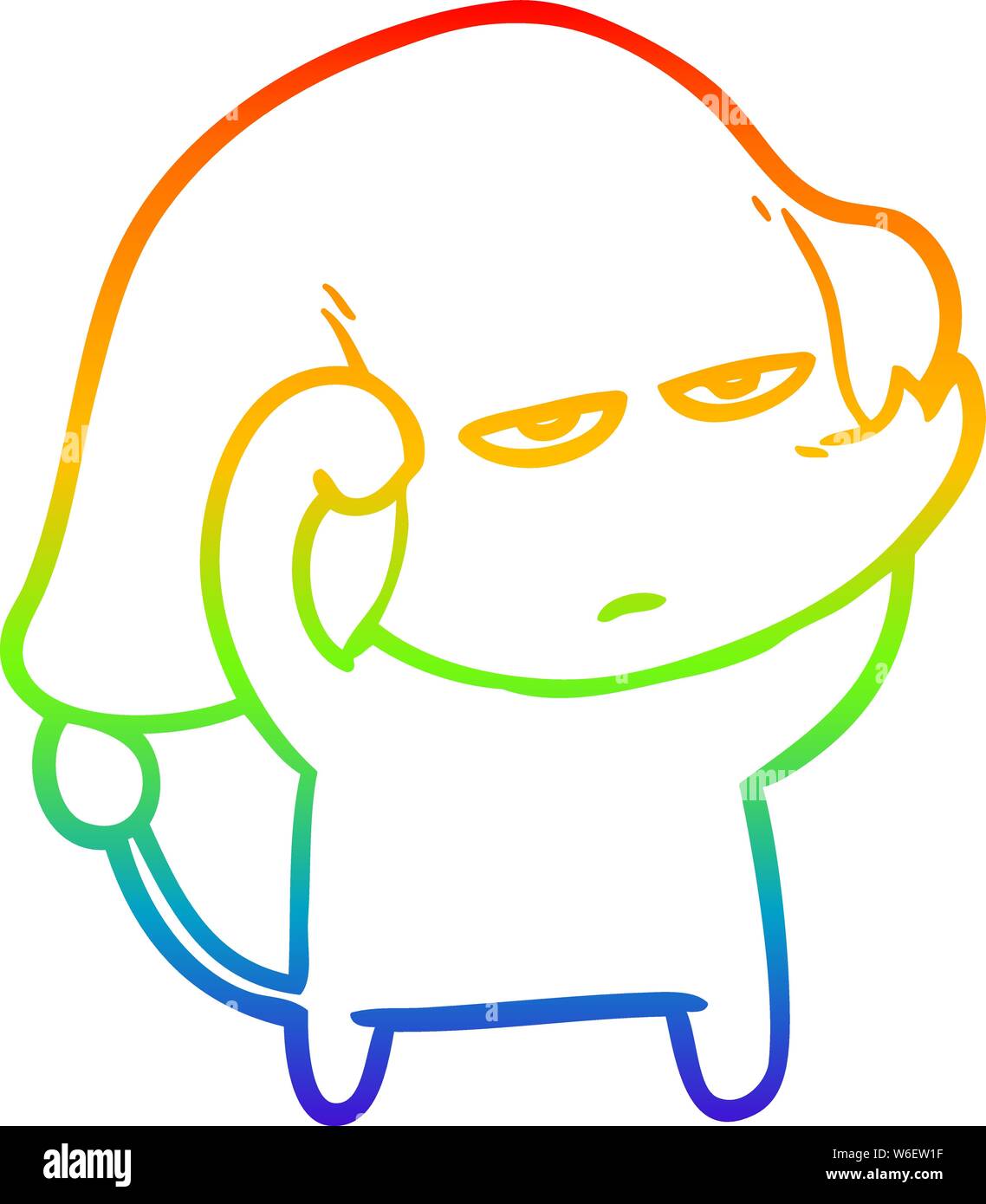 rainbow gradient line drawing of a annoyed cartoon elephant Stock ...