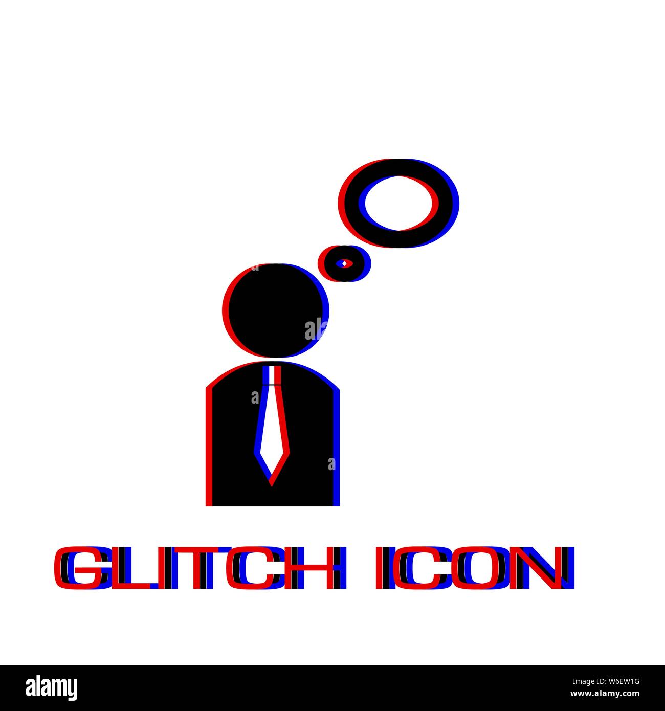 Thought icon flat. Simple pictogram - Glitch effect. Vector ...