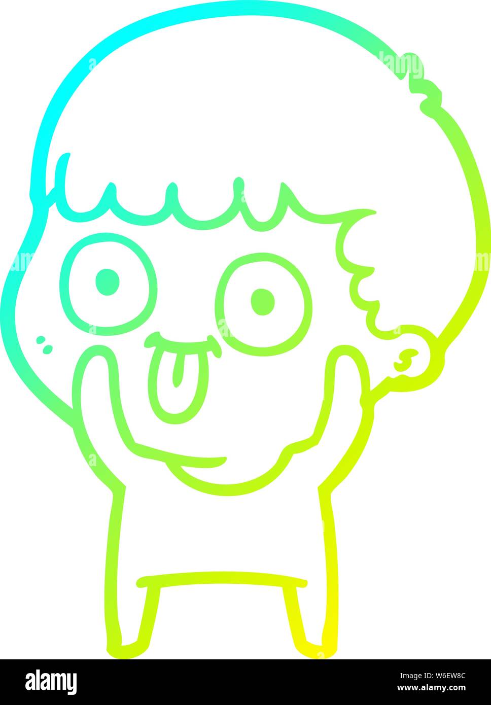 cold gradient line drawing of a cartoon man staring Stock Vector Image ...
