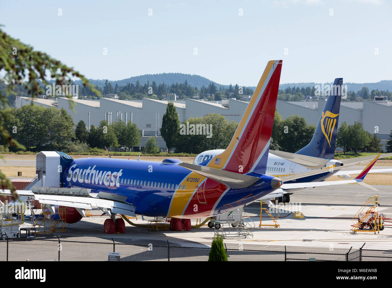 Two grounded 737 MAX airplanes for Southwest Airlines and Ryanair ...