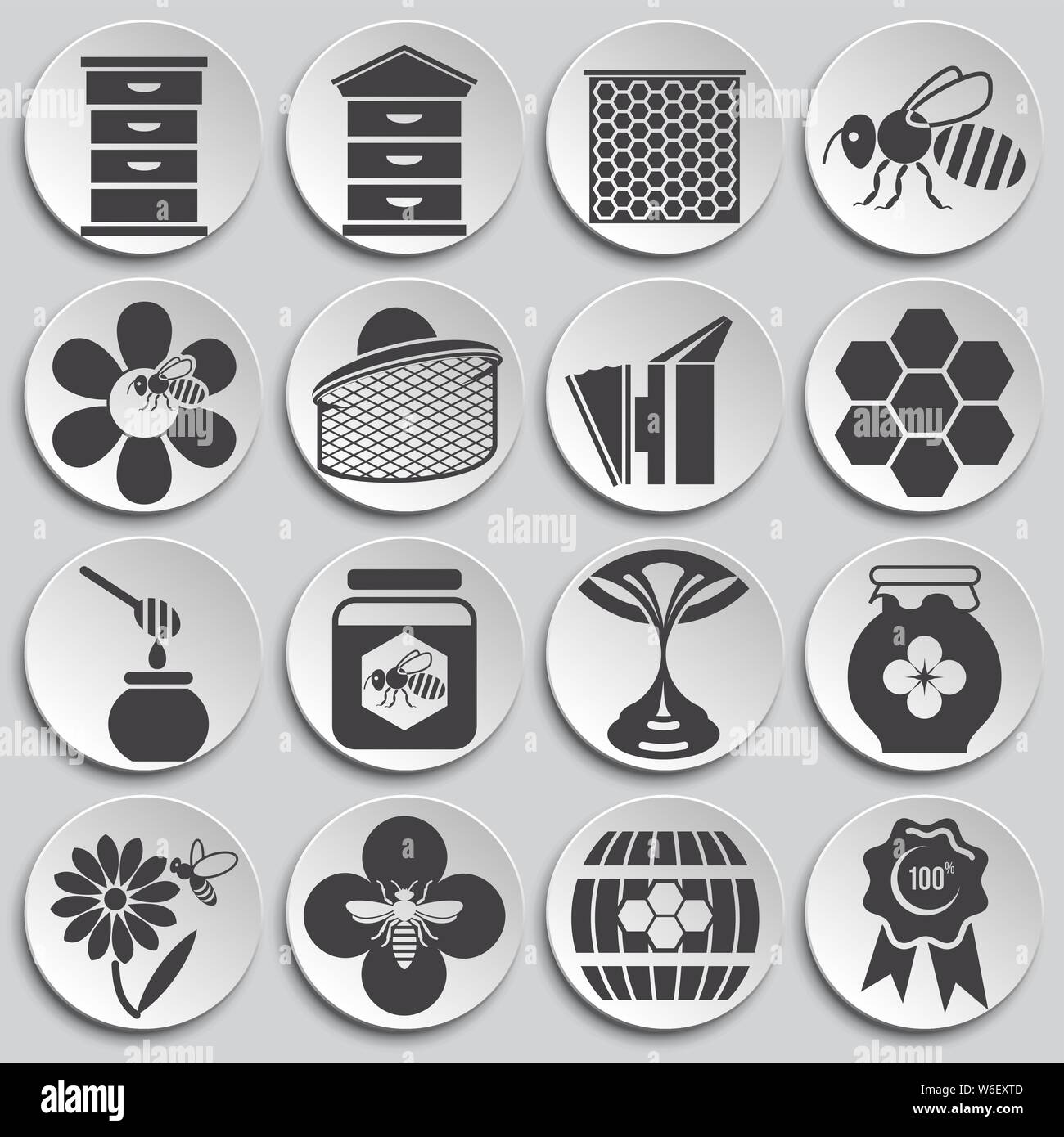 Beekeeping related icons set on background for graphic and web design ...
