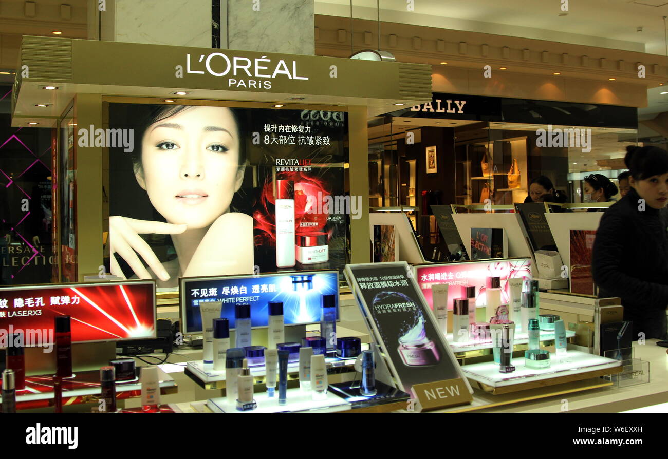 --FILE--L'Oreal cosmetics and skincare products are for sale at a ...