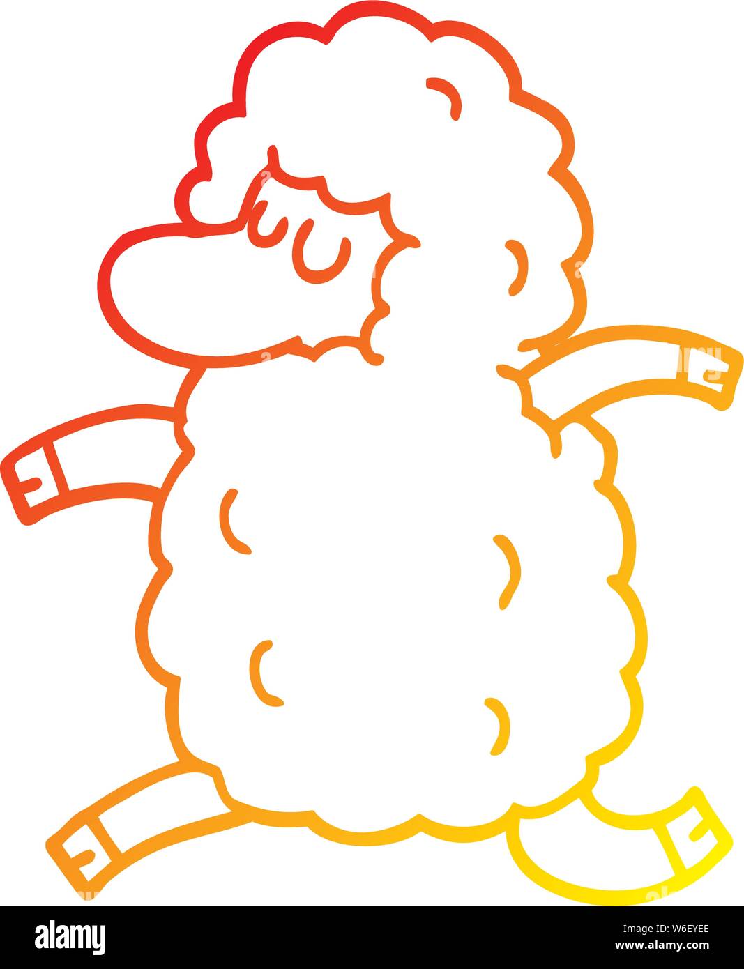 warm gradient line drawing of a cartoon sheep running Stock Vector ...