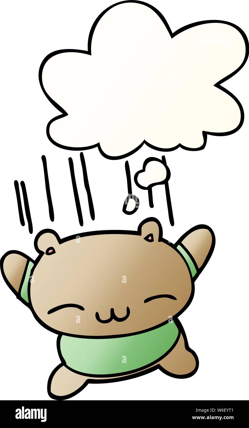 cartoon jumping bear with thought bubble in smooth gradient style Stock ...