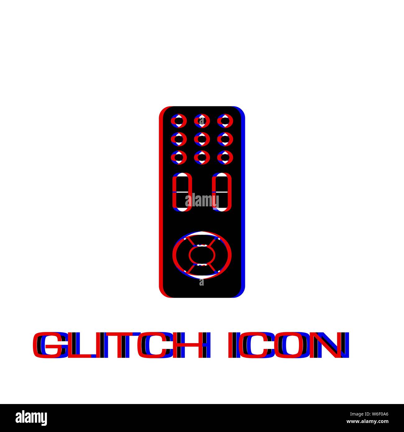 Remote control icon flat. Simple pictogram - Glitch effect. Vector ...