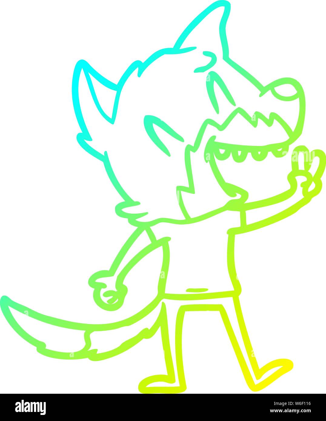 cold gradient line drawing of a laughing fox cartoon Stock Vector Image ...