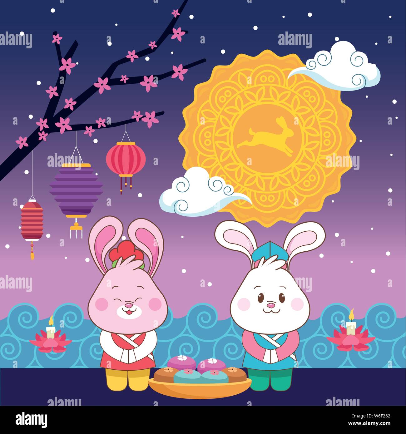 mid autumn chinese festival cartoon Stock Vector Image & Art - Alamy