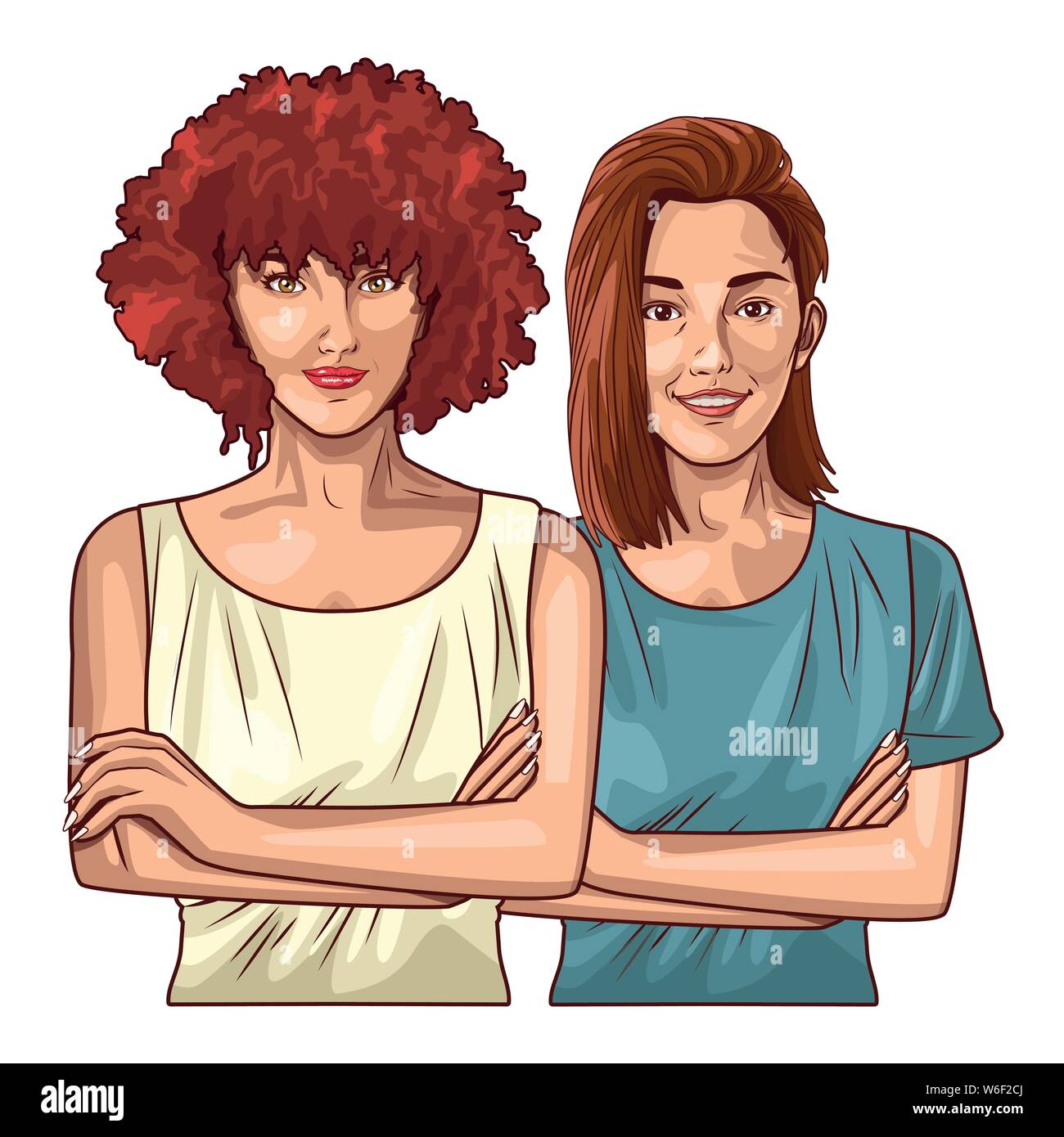 Pop art beautiful women smiling cartoon Stock Vector Image & Art - Alamy