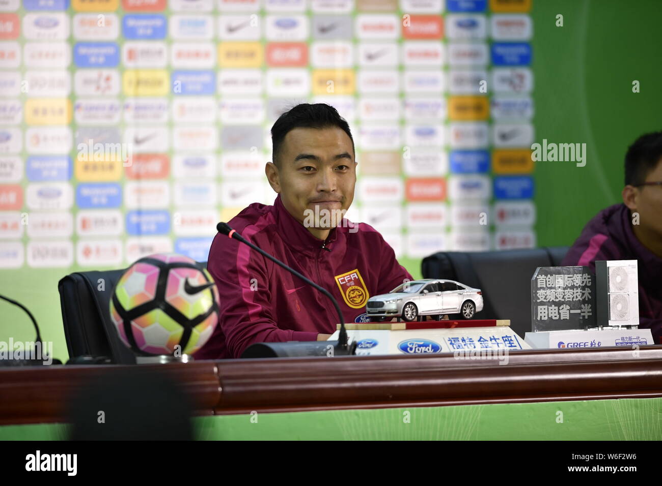 Feng Xiaoting of the Chinese national men's football team attends a ...