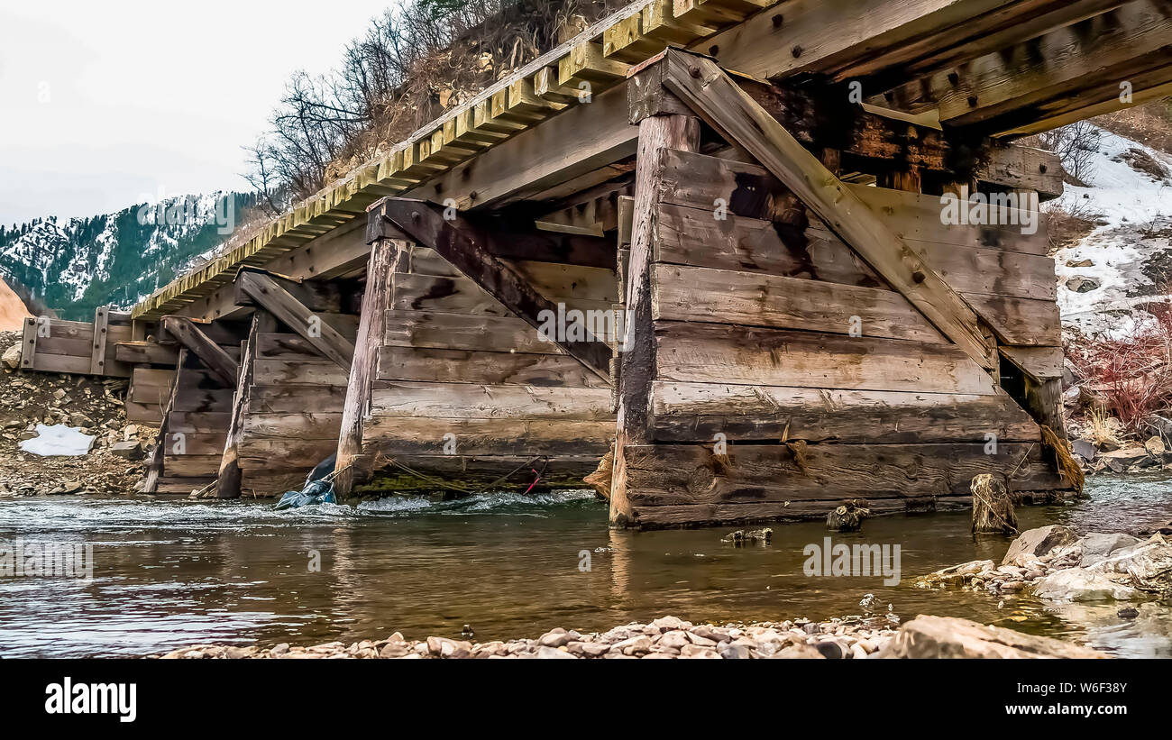 Rustic wooden bridge over hi-res stock photography and images - Alamy