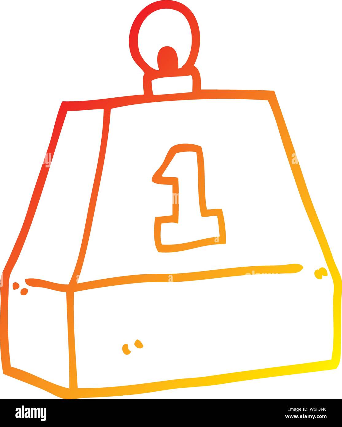 warm gradient line drawing of a cartoon one ton Stock Vector Image ...