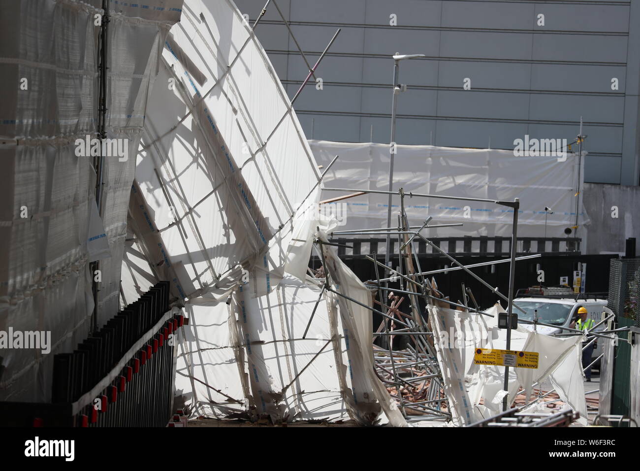 The scene of collapsed scaffolding in Garrards Street, Reading, where ...
