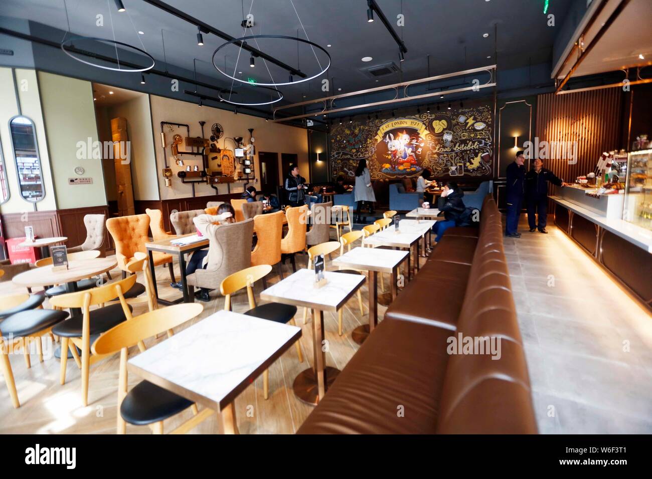 Interior view of Costa Coffee's first cafe inspired by Bilibili, a ...
